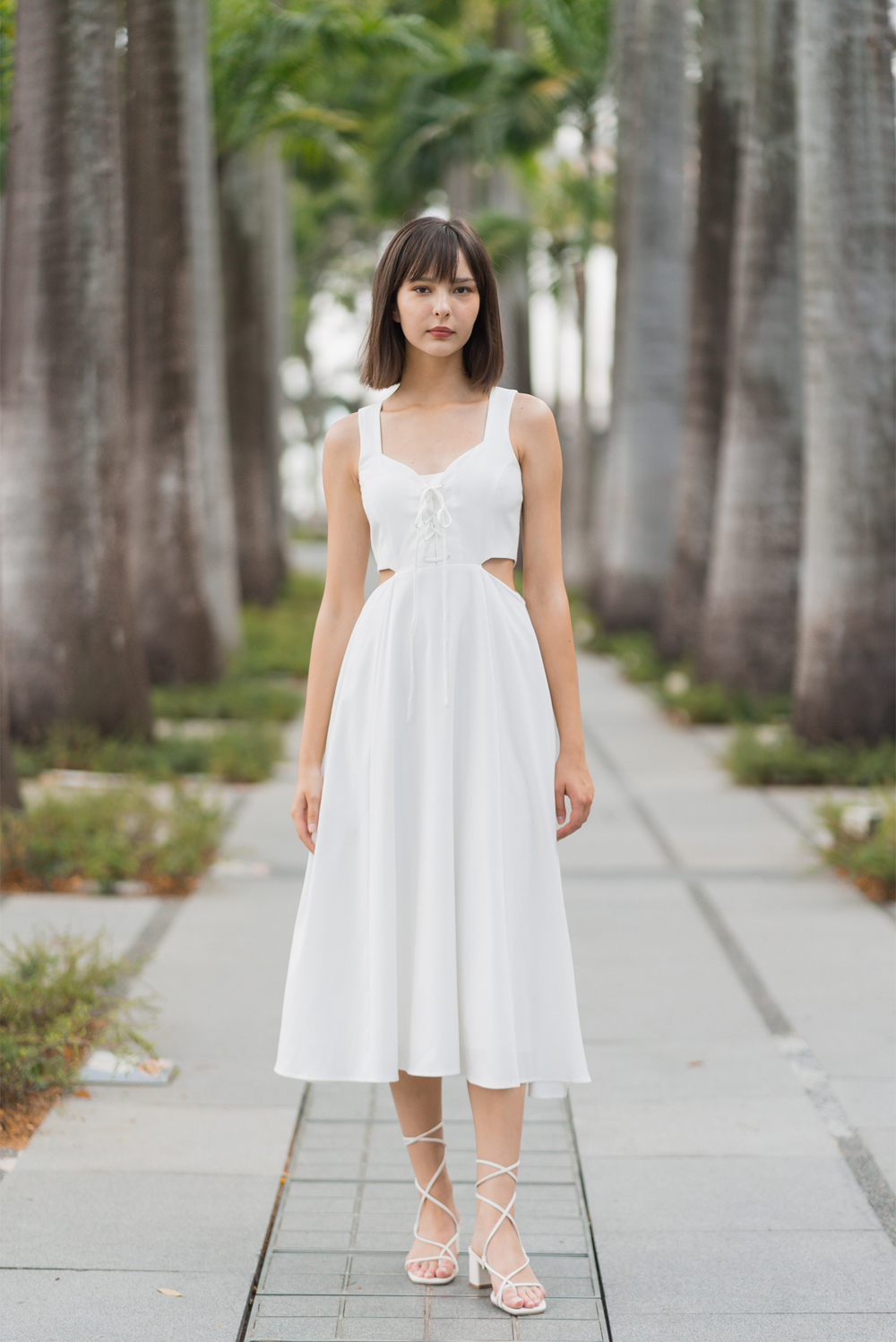 Sweet Rebel Lace Up Dress (White) | The Thread Theory