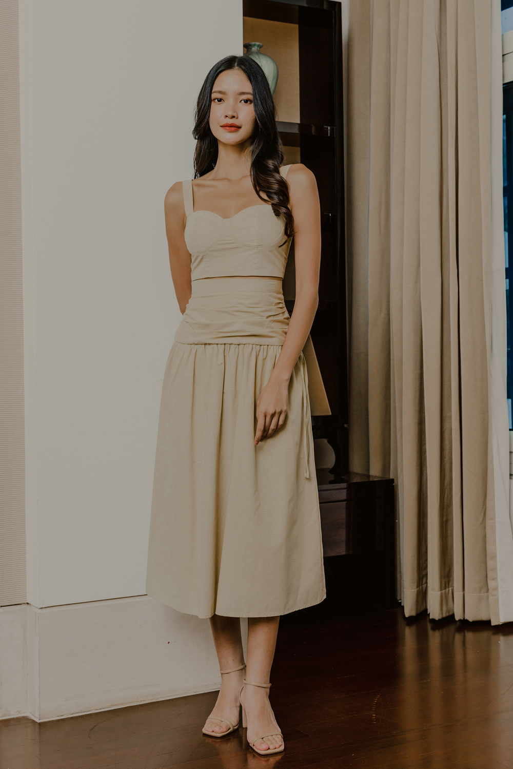 Riptide Midi Skirt (Sand) | The Thread Theory