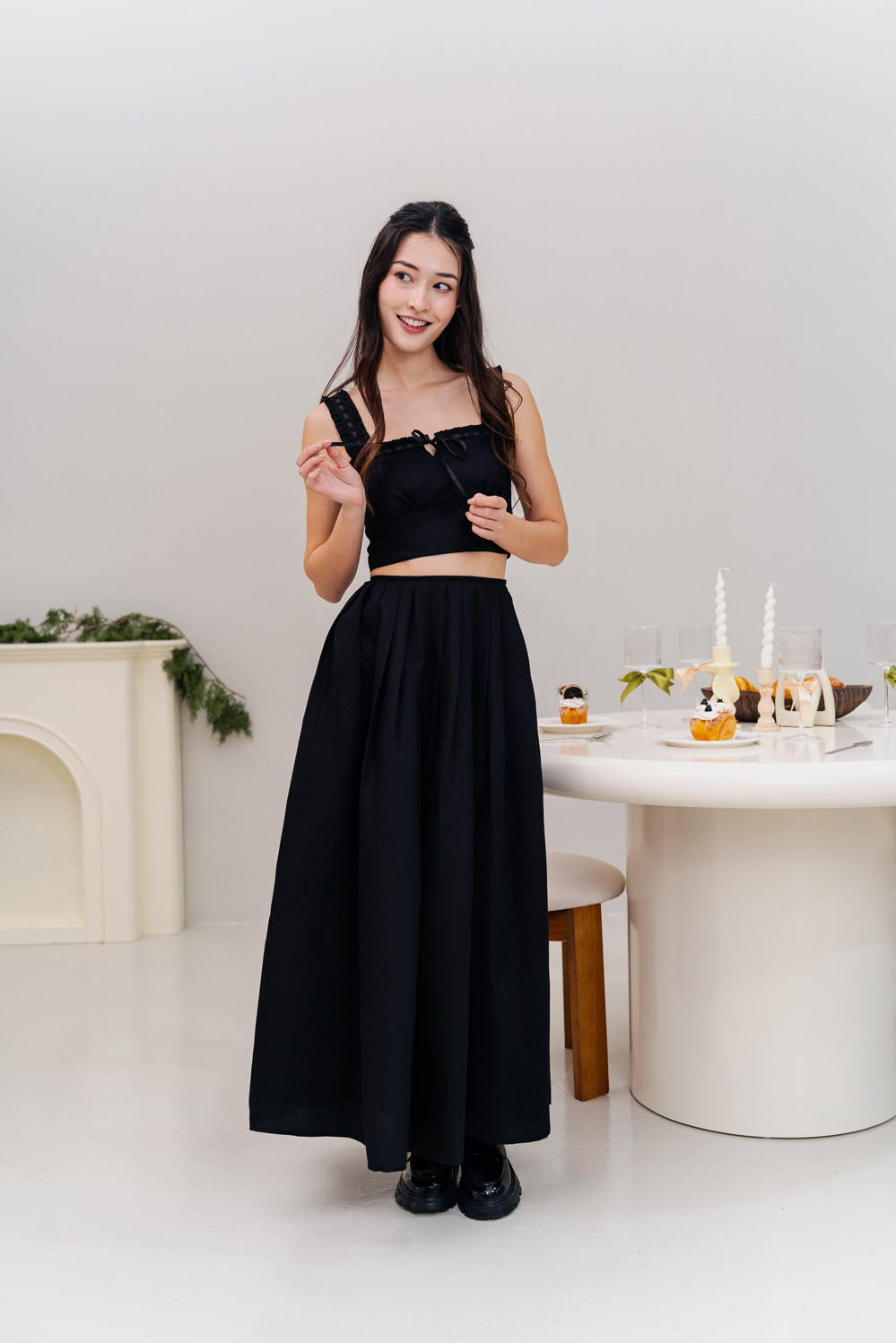 Playful Pleats Skirt (Black) | The Thread Theory